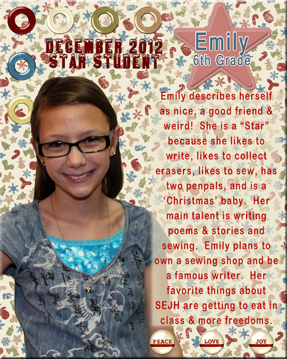Springlake-Earth Junior High | December Star Students
