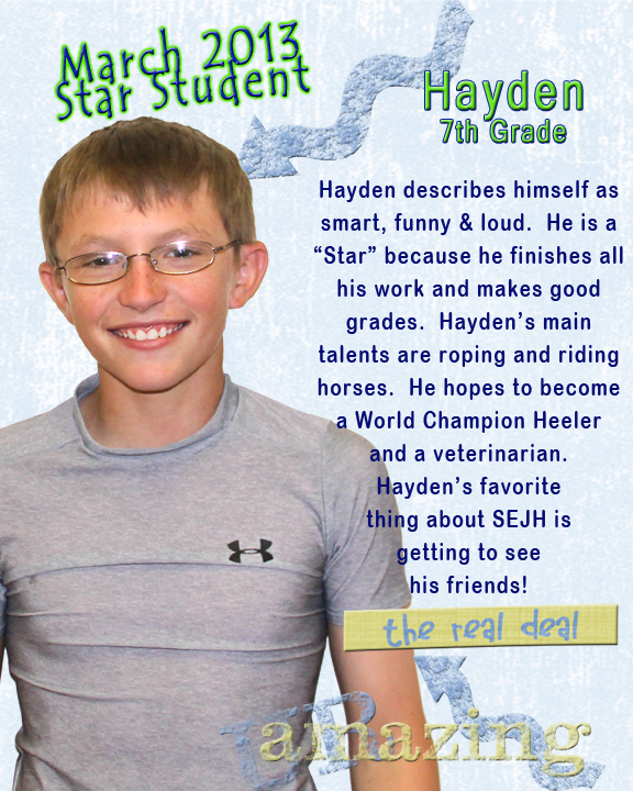 Springlake-Earth Junior High | March Star Student