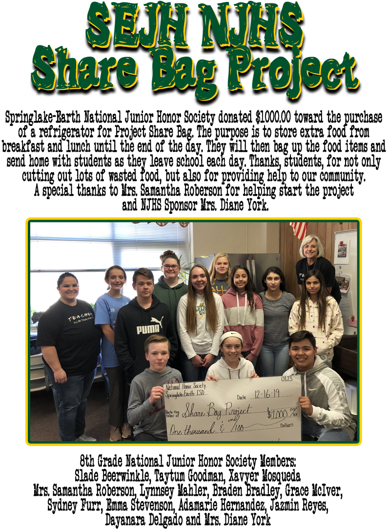 Springlake-Earth Junior High School | Project Share Bag
