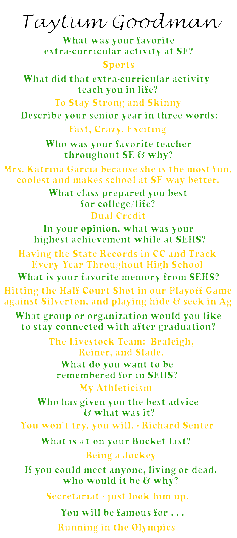 Springlake-Earth High School | Taytum Goodman