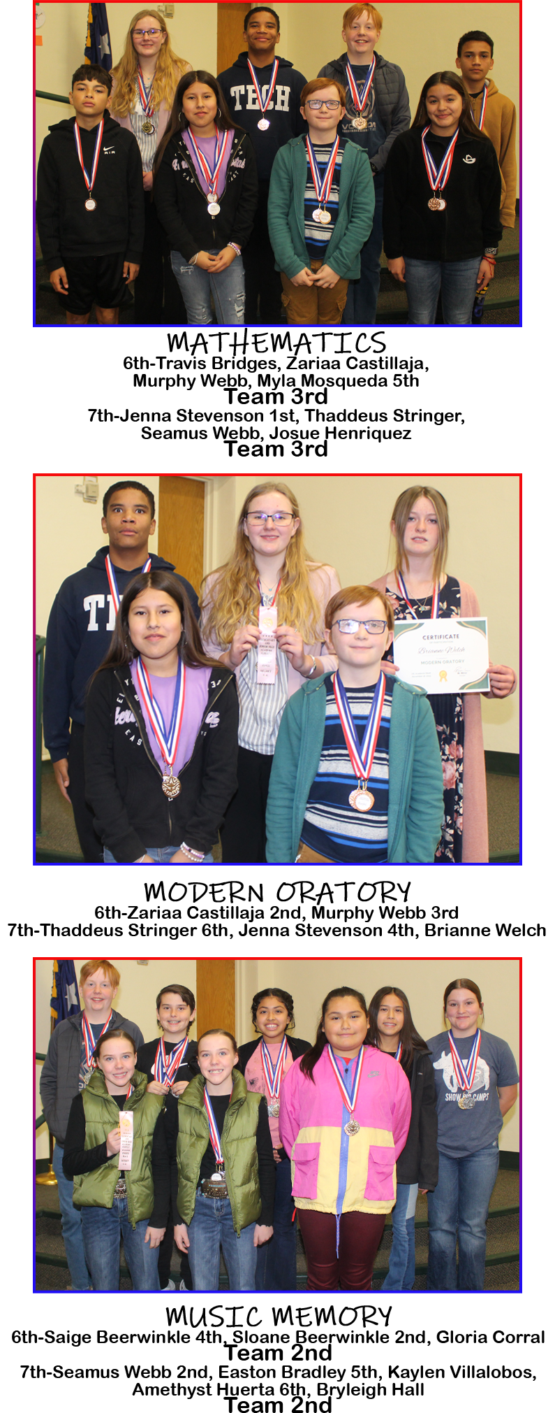 Springlake-Earth Junior High School | SEJH UIL Awards